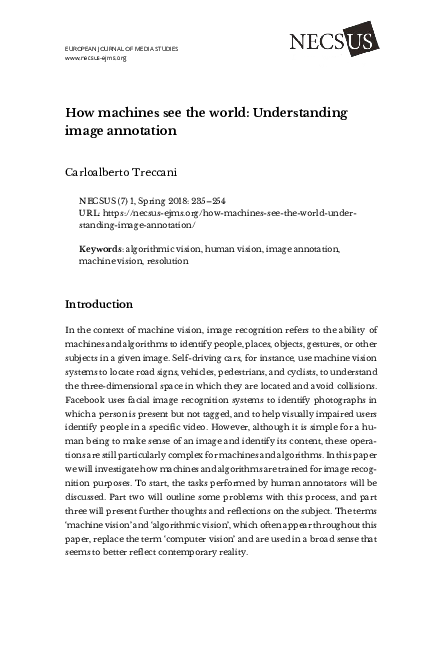 (PDF) How machines see the world: Understanding image annotation