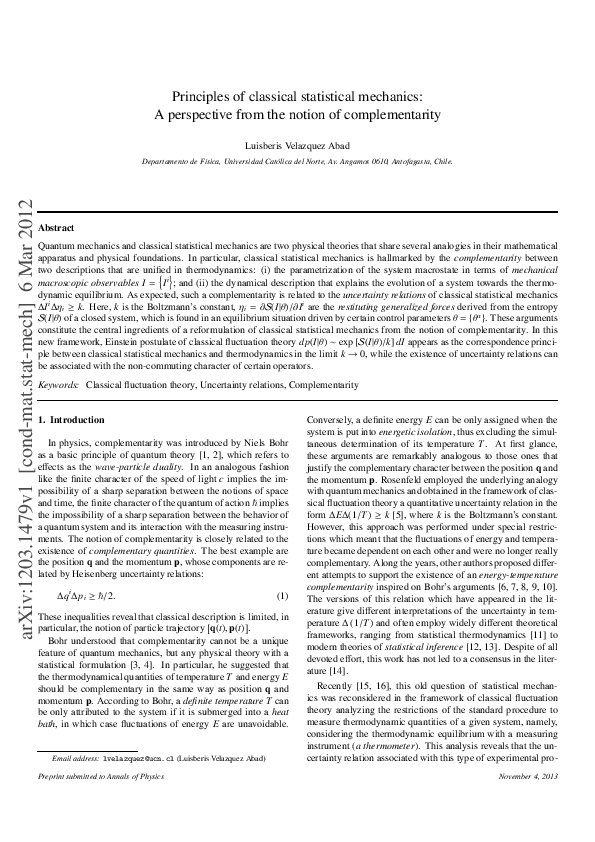 (PDF) Principles of classical statistical mechanics: A perspective from the notion of ...