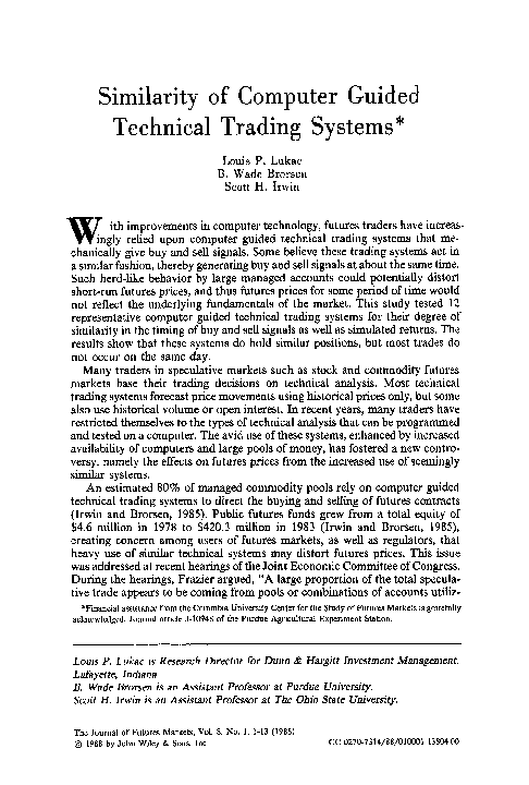 (PDF) Similarity of computer guided technical trading systems | Scott H. Irwin - Academia.edu
