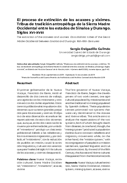 (PDF) El proceso de extinción de los acaxees y xiximes. Tribus de ...