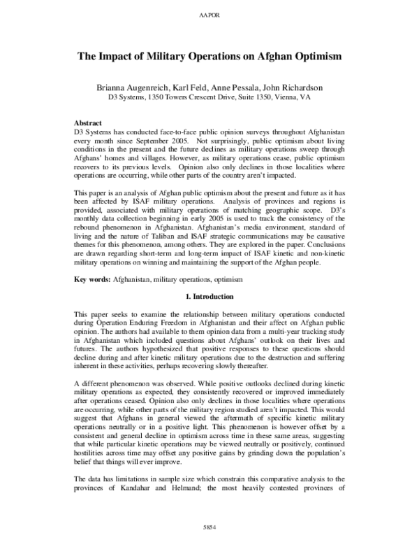 (PDF) The impact of military operations on Afghan optimism