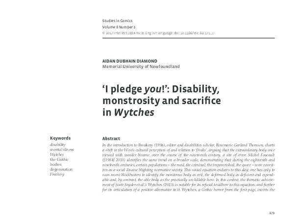 (PDF) Disability, Monstrosity, and Sacrifice in WYTCHES