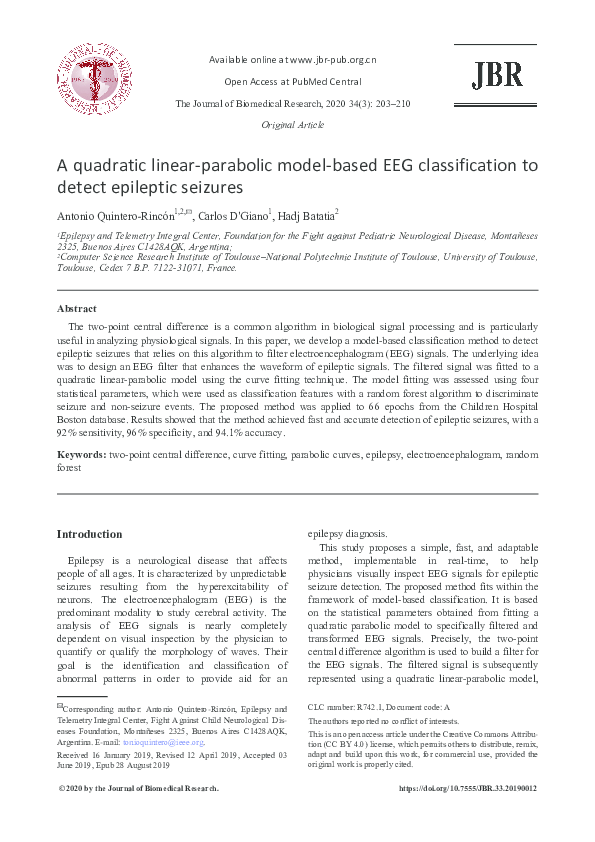 Pdf A Quadratic Linear Parabolic Model Based Eeg Classification To