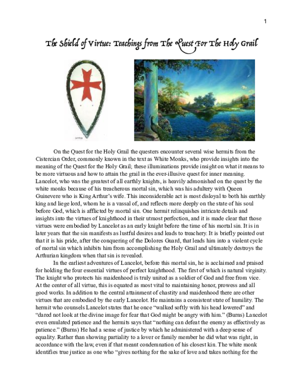 (PDF) The Shield of Virtue: Teachings from The Quest For The Holy Grail