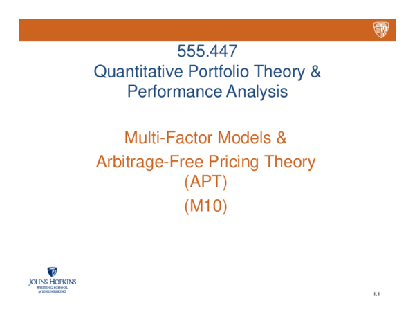 (PDF) Module 10 Multi Factor Model and Arbitrage Free Pricing | Dan ...