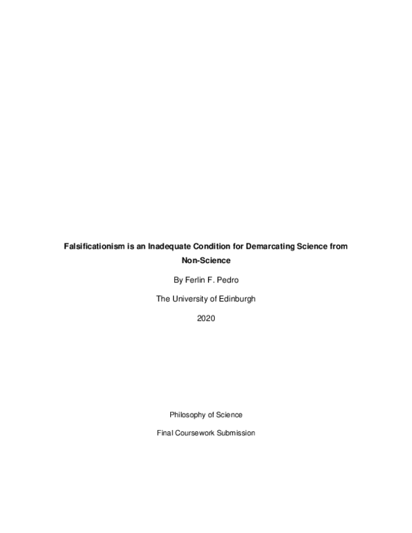 (PDF) Falsificationism is an Inadequate Condition for Demarcating ...