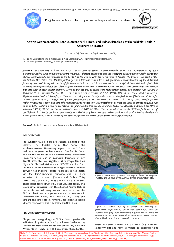 (PDF) Tectonic Geomorphology, Late Quaternary Slip Rate, and ...