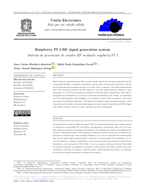 Pdf Raspberry Pi 3 Rf Signal Generation System