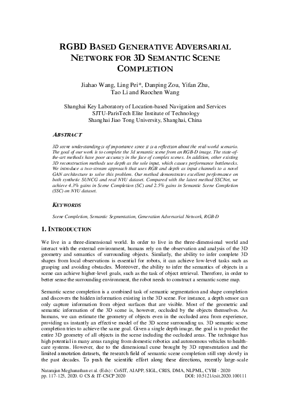 Pdf Rgbd Based Generative Adversarial Network For 3d Semantic Scene Completion