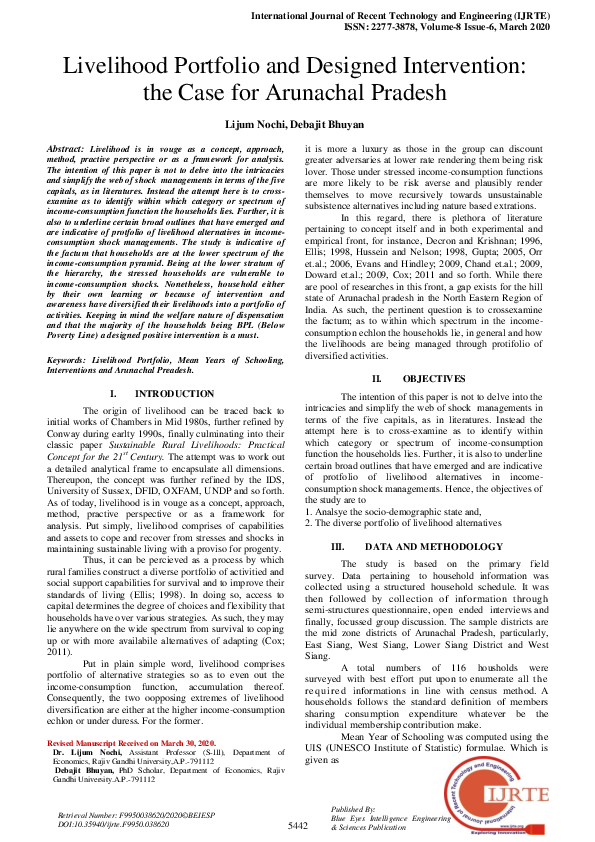 (PDF) Livelihood Portfolio and Designed Intervention