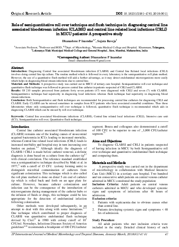 (PDF) Role of semiquantitative roll over technique and flush technique ...