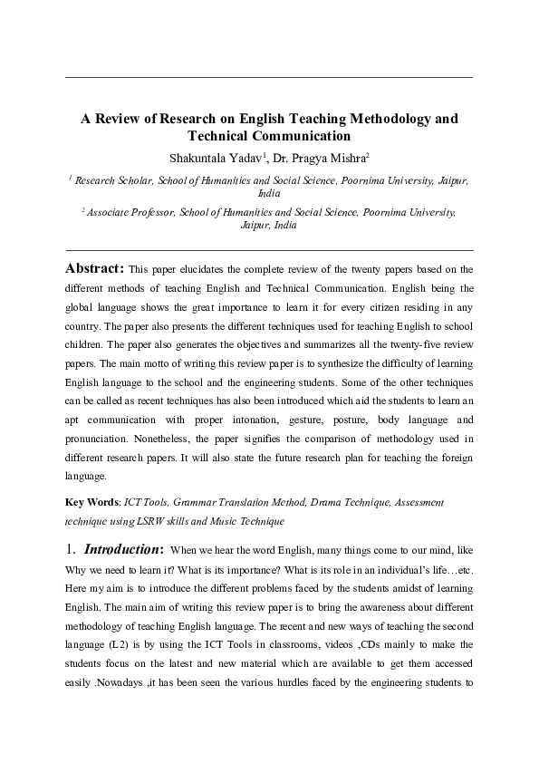 (DOC) A Review of Research on English Teaching Methodology and ...