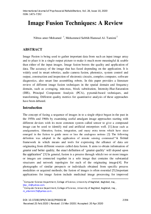 (PDF) Image Fusion Techniques: A Review
