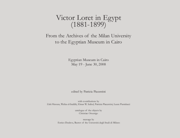 (PDF) Catalogue of the objects. In: P. Piacentini (ed.), Victor Loret ...