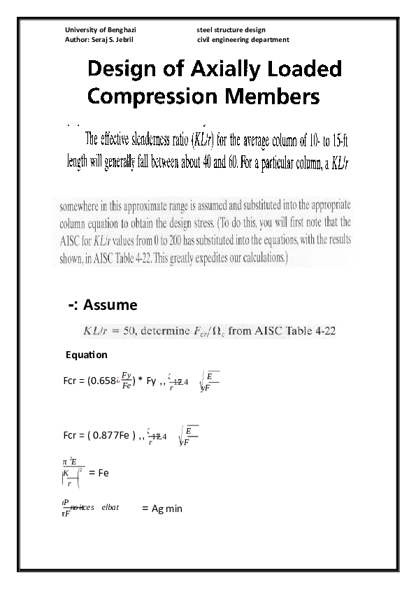 (DOC) compression members design - steel construction