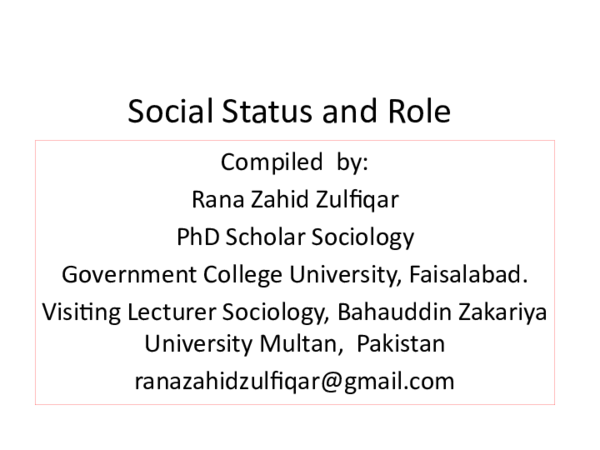 (PPT) Lecture 5 Social Status and Role