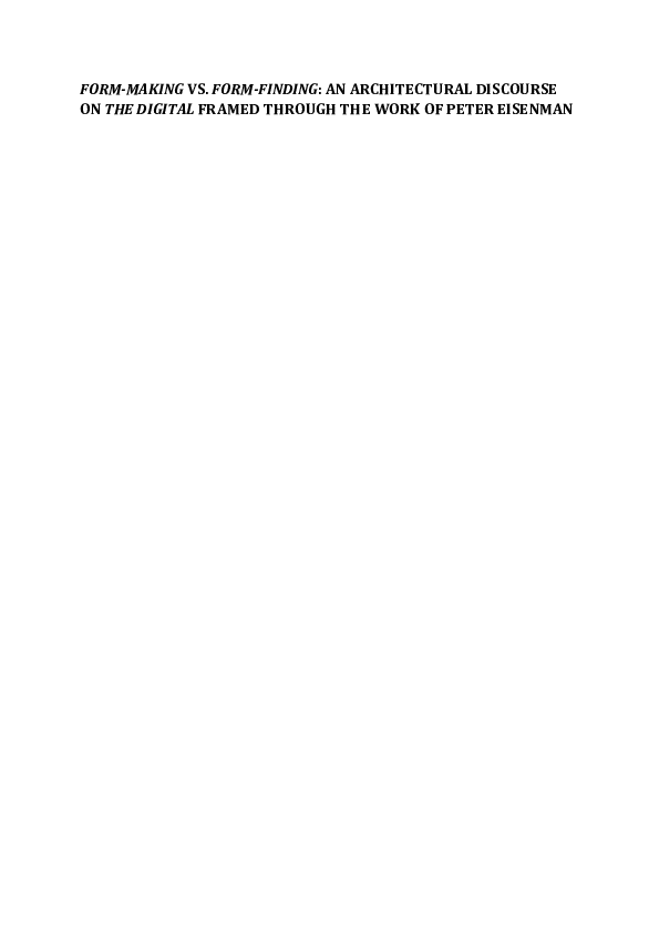 (PDF) FORM-MAKING VS. FORM-FINDING: AN ARCHITECTURAL DISCOURSE ON THE ...