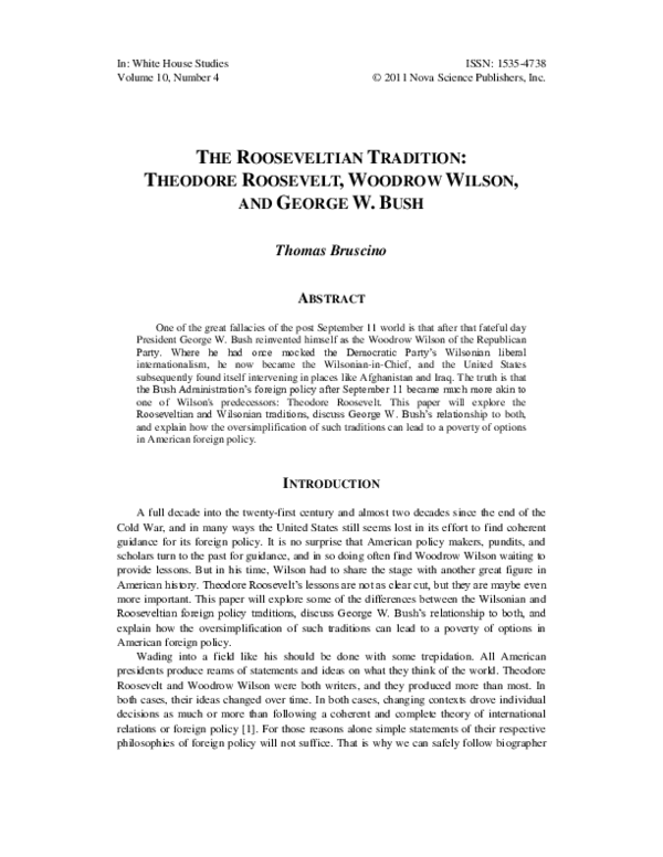 (PDF) The Rooseveltian Tradition: Theodore Roosevelt, Woodrow Wilson ...