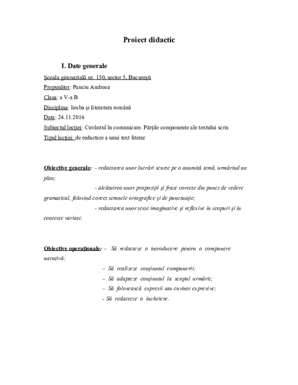 (DOC) Cuvântul în comunicare. Părţile componente ale textului scris