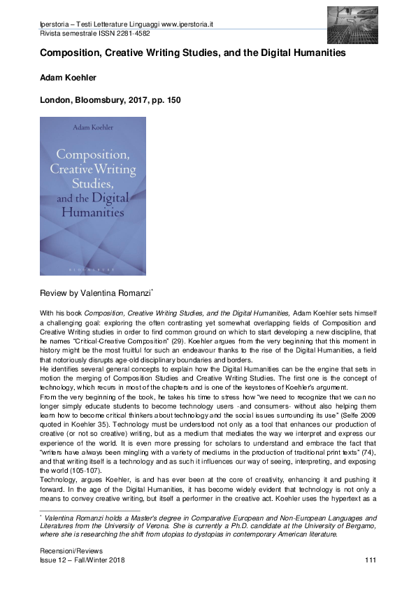 (PDF) Adam Koehler's Composition, Creative Writing Studies, and the ...