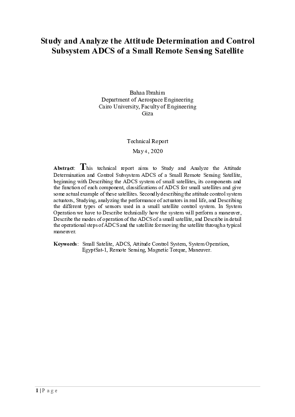 (PDF) Study and Analyze the Attitude Determination and Control ...