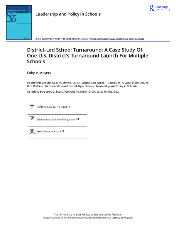 (PDF) District-Led School Turnaround: A Case Study Of One U.S. District's Turnaround Launch For ...