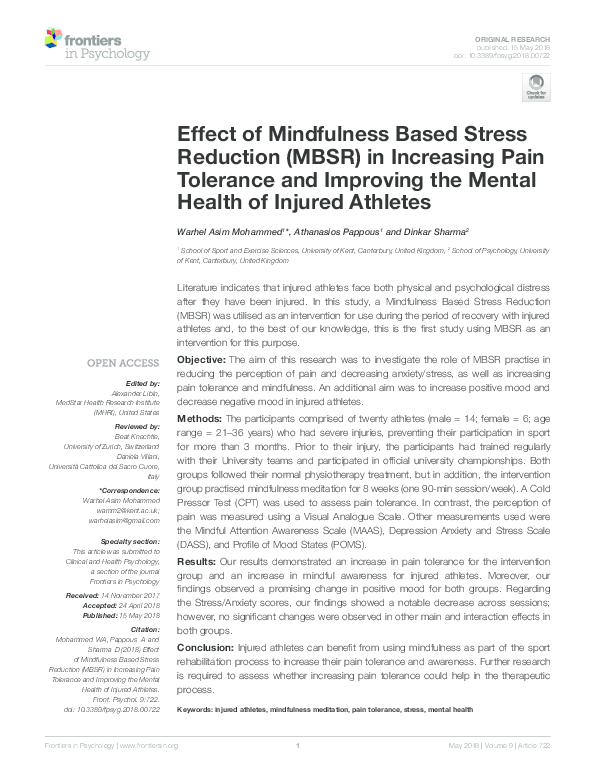 (PDF) Effect of Mindfulness Based Stress Reduction MBSR