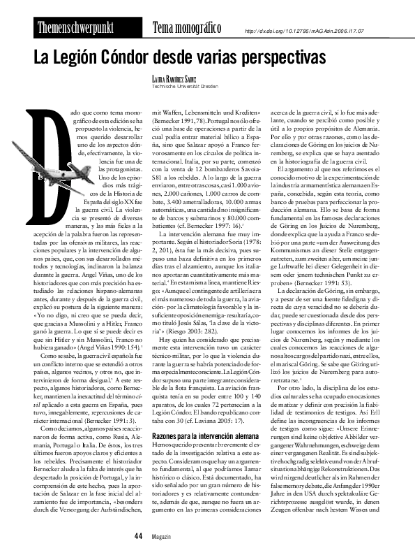 (PDF) Ramírez Sáinz, Laura. (2006). La Legión Condor desde varias ...