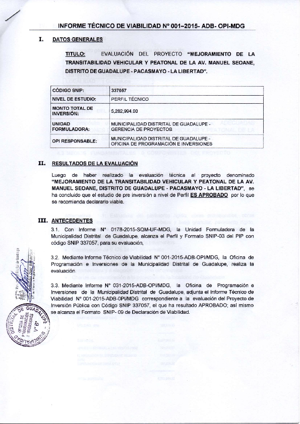(PDF) INFORME TÉCNICO DE VIABILIDAD N° 001-2015-ADB-OPl-MDG
