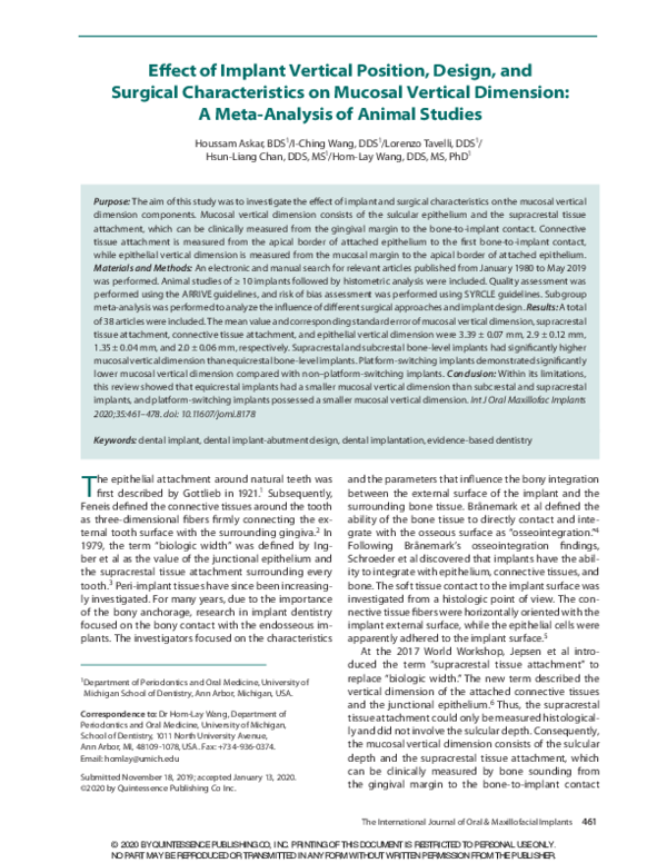 (PDF) Effect of Implant Vertical Position, Design, and Surgical ...