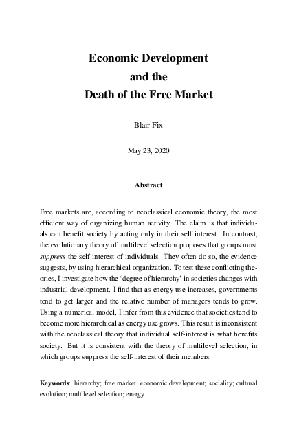 (PDF) Economic Development and the Death of the Free Market