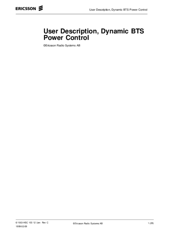(PDF) E User Description, Dynamic BTS Power Control ©Ericsson Radio ...
