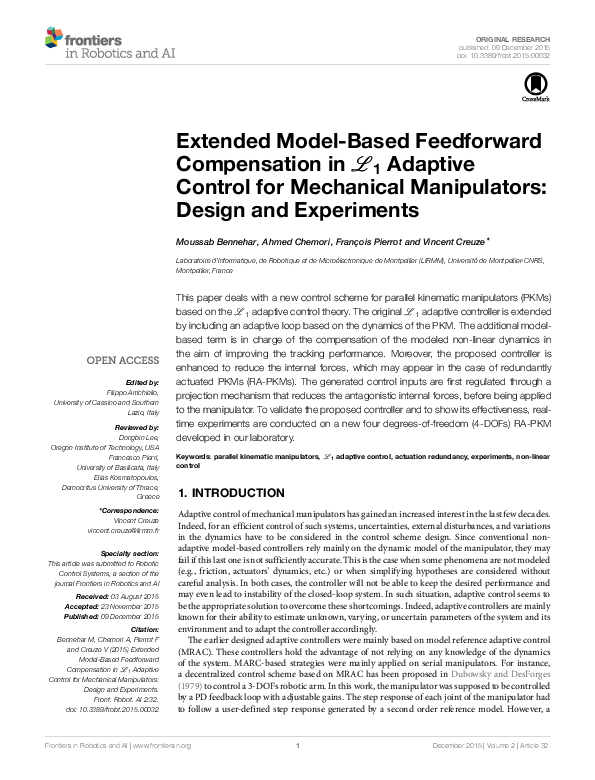 (PDF) Extended Model-Based Feedforward Compensation in ℒ1 Adaptive Control for Mechanical ...