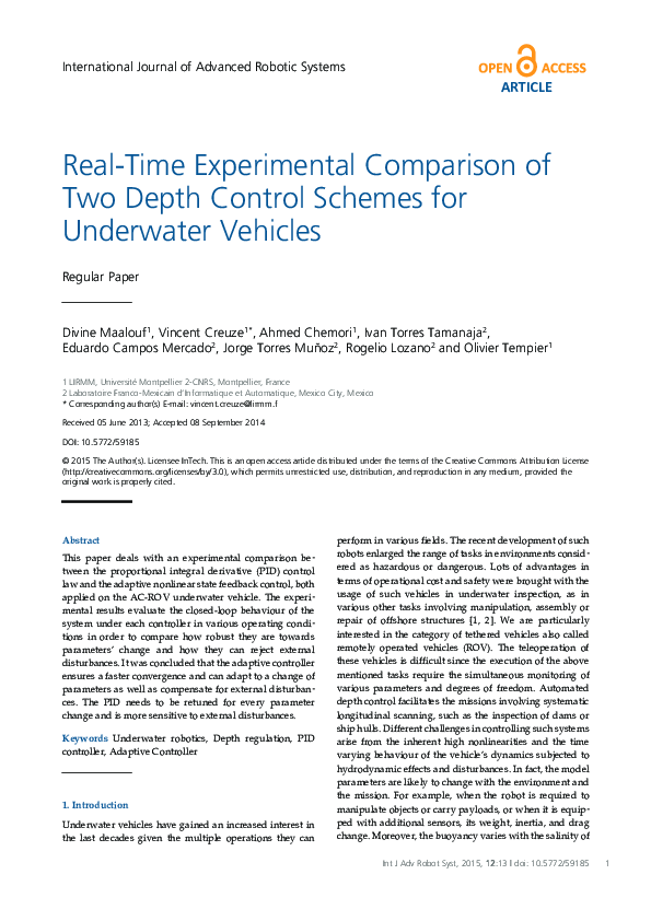 (PDF) Real-Time Experimental Comparison of Two Depth Control Schemes ...