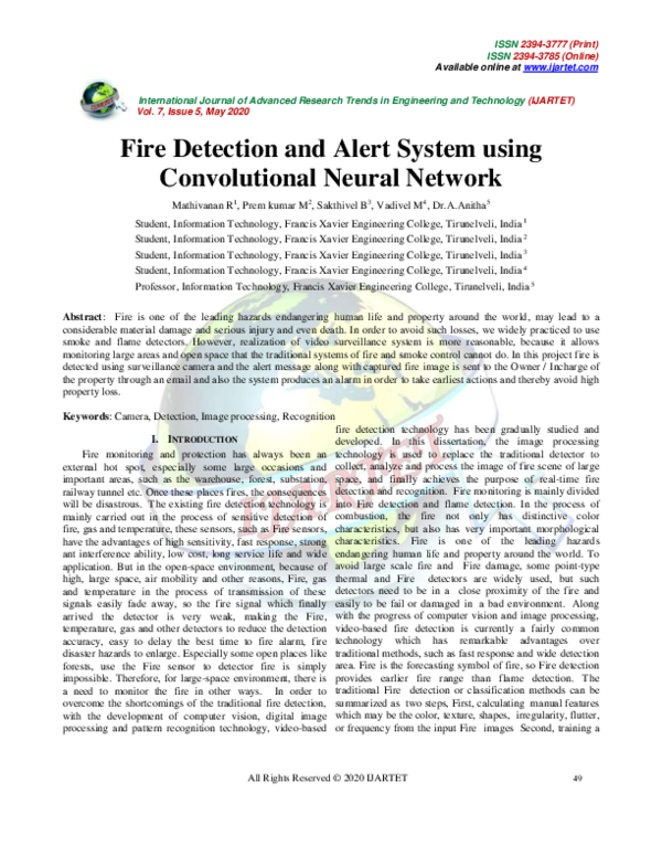 (PDF) Fire Detection and Alert System using