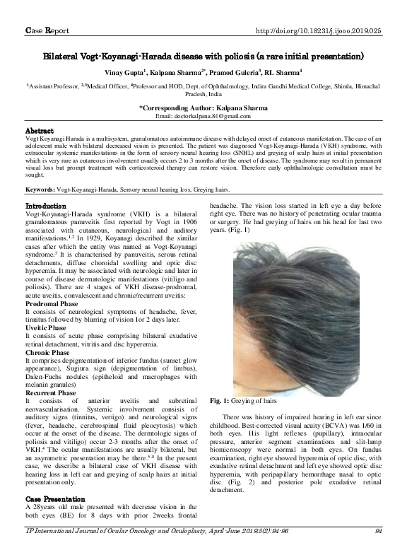 (PDF) Bilateral Vogt-Koyanagi-Harada disease with poliosis (a rare initial presentation