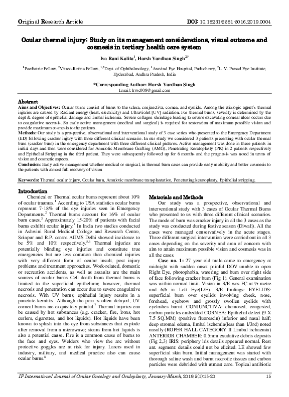 (PDF) Ocular thermal injury: Study on its management considerations ...