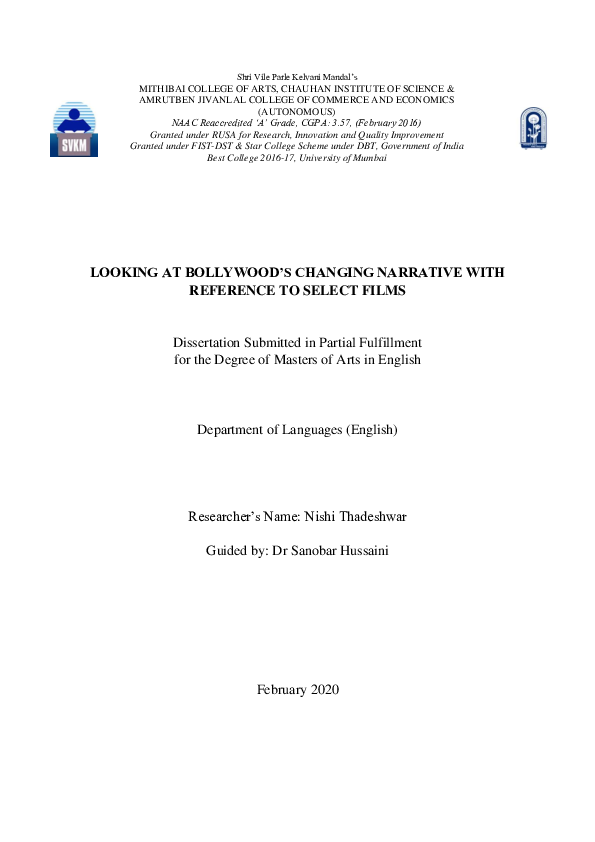 (PDF) LOOKING AT BOLLYWOOD'S CHANGING NARRATIVE WITH REFERENCE TO ...