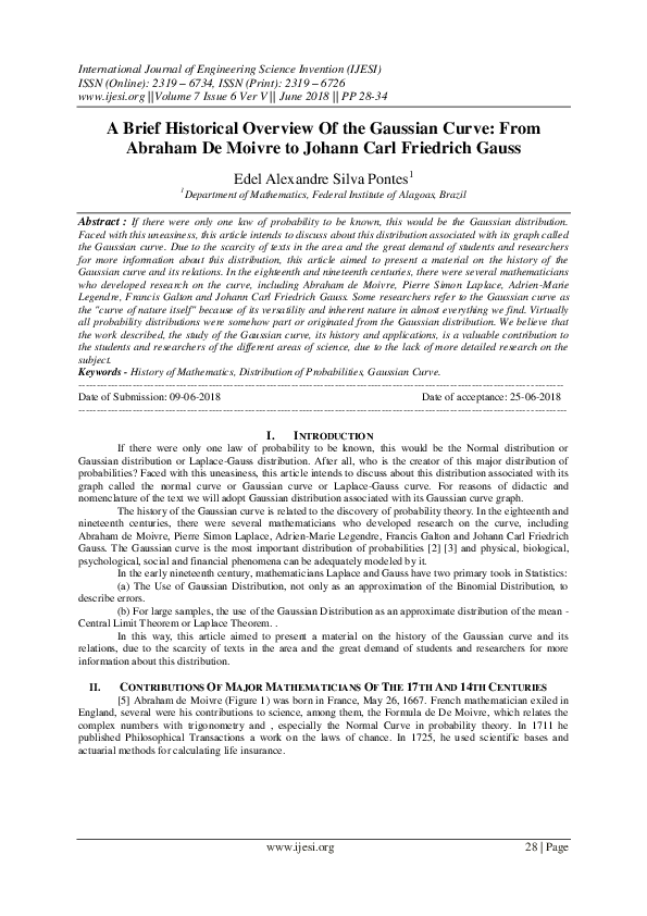 (PDF) A Brief Historical Overview Of the Gaussian Curve: From Abraham ...