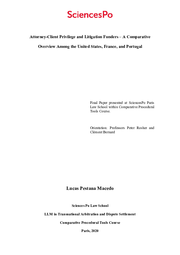(PDF) Attorney-Client Privilege and Litigation Funders -A Comparative ...
