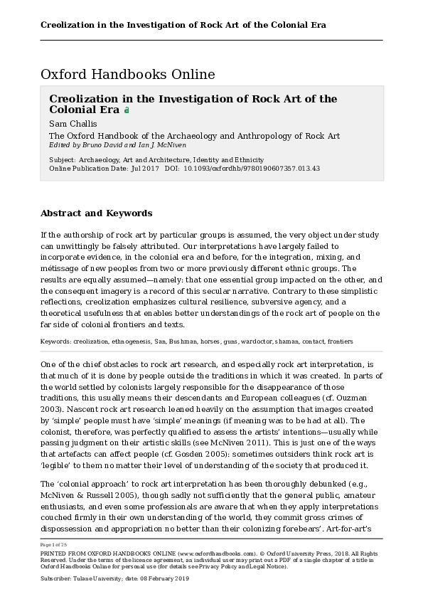 (PDF) Creolization in the investigation of rock art of the colonial era ...