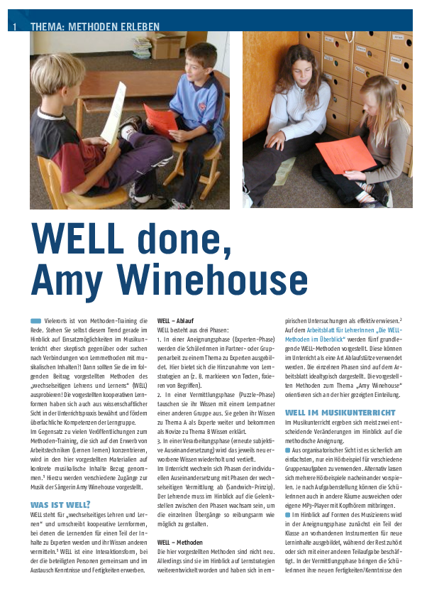 (PDF) WELL done, Amy Winehouse. Methoden des wechselseitigen Lehrens ...