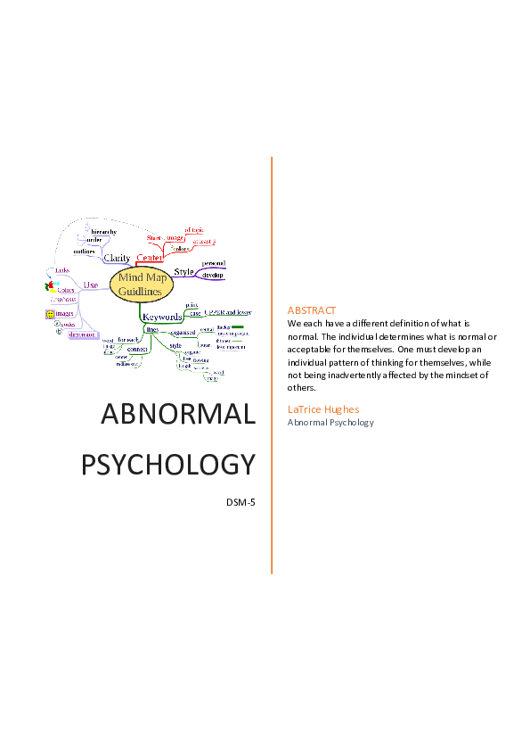 (PDF) Abnormal Psychology Unit 1 Individual Project