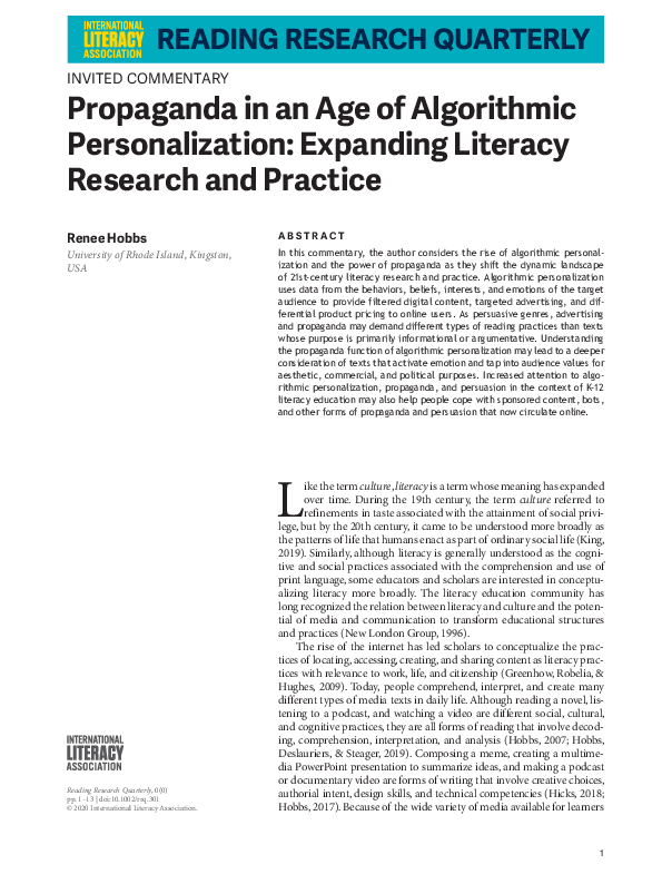 (PDF) Propaganda in an Age of Algorithmic Personalization: Expanding ...