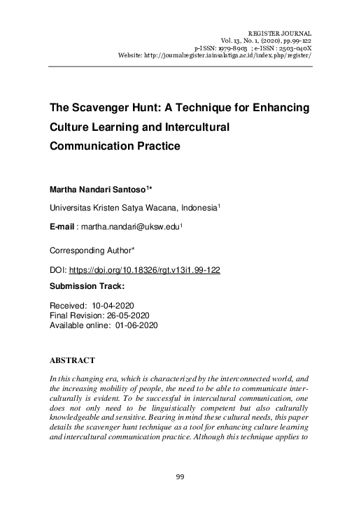 (PDF) The Scavenger Hunt: A Technique for Enhancing Culture Learning ...