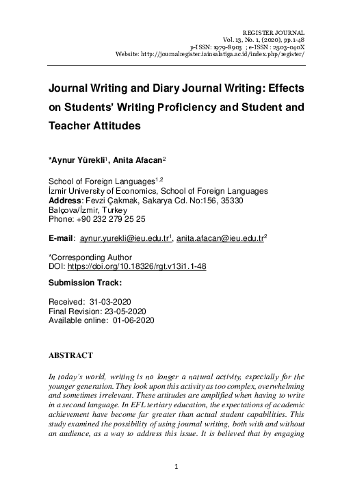 (PDF) Journal Writing and Diary Journal Writing: Effects on Students ...