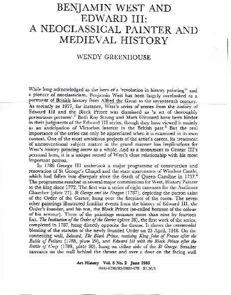 (PDF) Benjamin West and Edward III: A Neoclassical Painter and Medieval ...