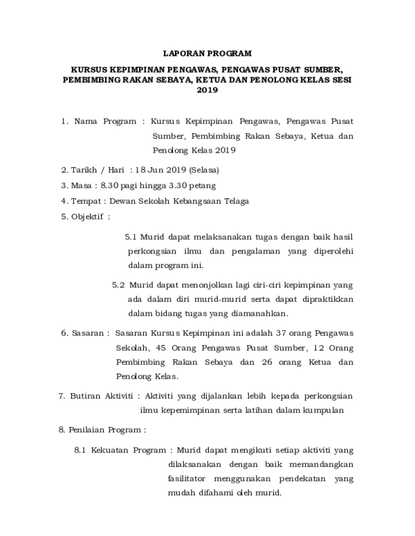 (DOC) LAPORAN PROGRAM kepimpinan