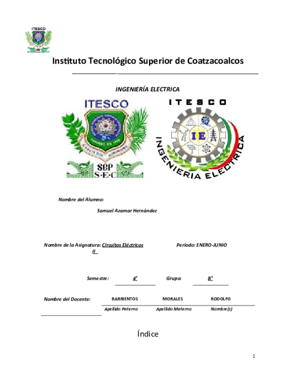 (DOC) Instituto Tecnológico Superior de Coatzacoalcos INGENIERÍA ELECTRICA