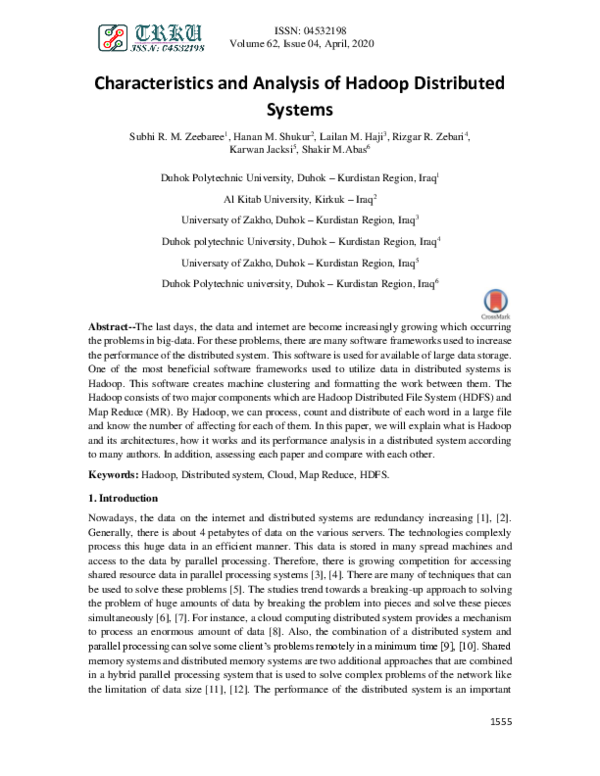 (PDF) Characteristics and Analysis of Hadoop Distributed Systems